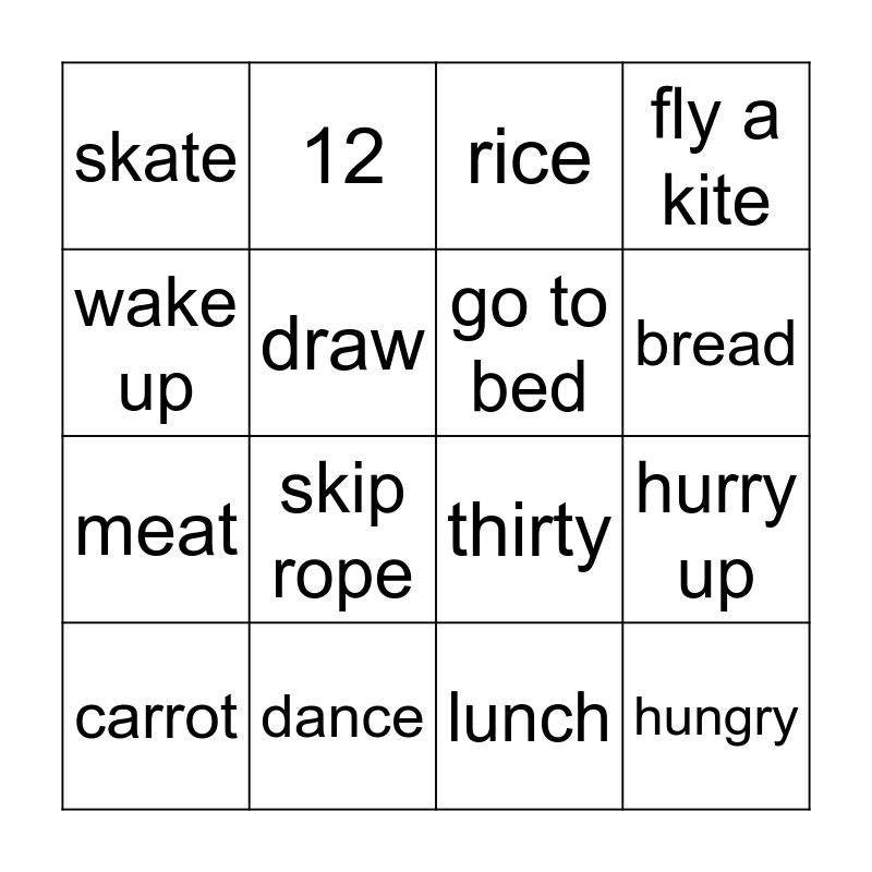 U1-U3 Bingo Card