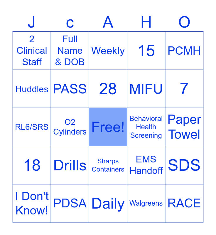 DUCC TJC PREP Bingo Card