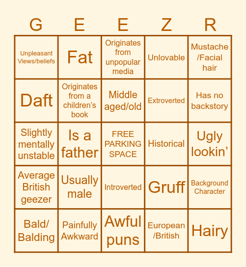 HHLF’s Favorite Character BINGO Card
