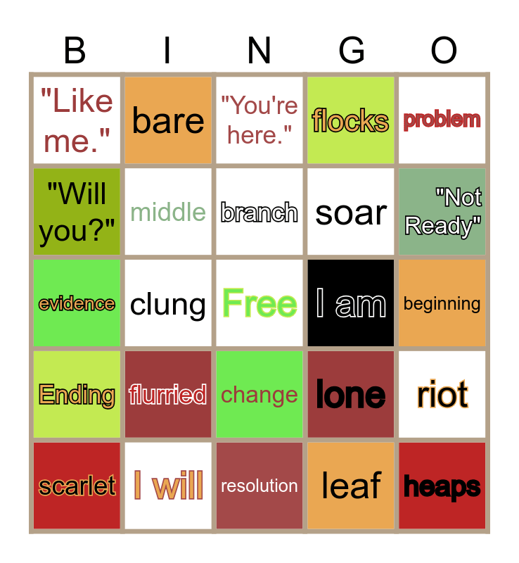 Little Yellow Leaf Bingo Card