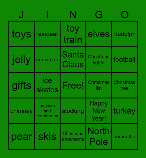 MERRY CHRISTMAS JINGO Bingo Card