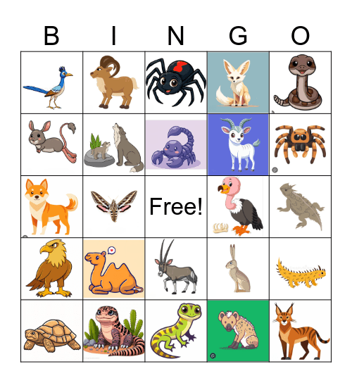 Desert Bingo Card