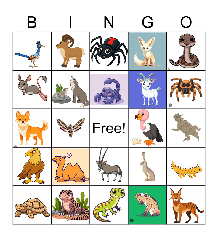 Desert Bingo Card