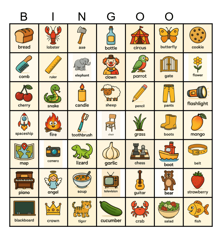 new 7 grid bingo Card