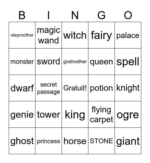 les contes de fée Bingo Card