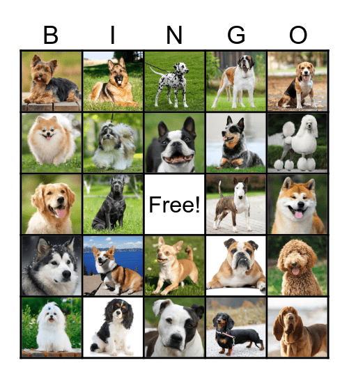 Dog Breed Bingo Card