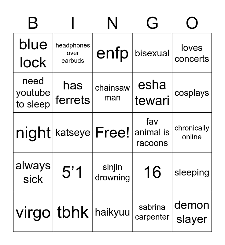 how similar are we? Bingo Card