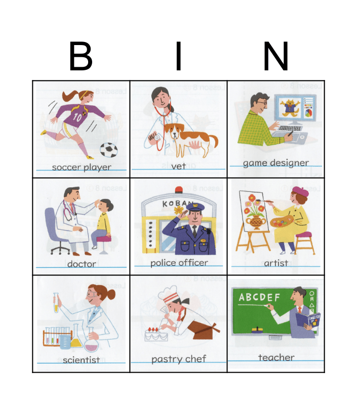 Occupation bingo Card