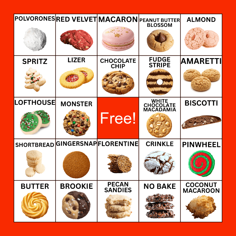 Christmas Cookie BINGO Card