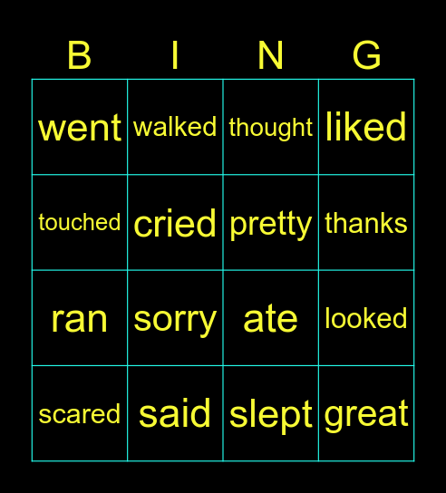 Synonym Bingo Card