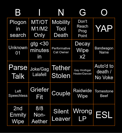 M8s Bingo Card
