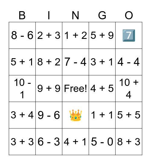 Math Bingo Card