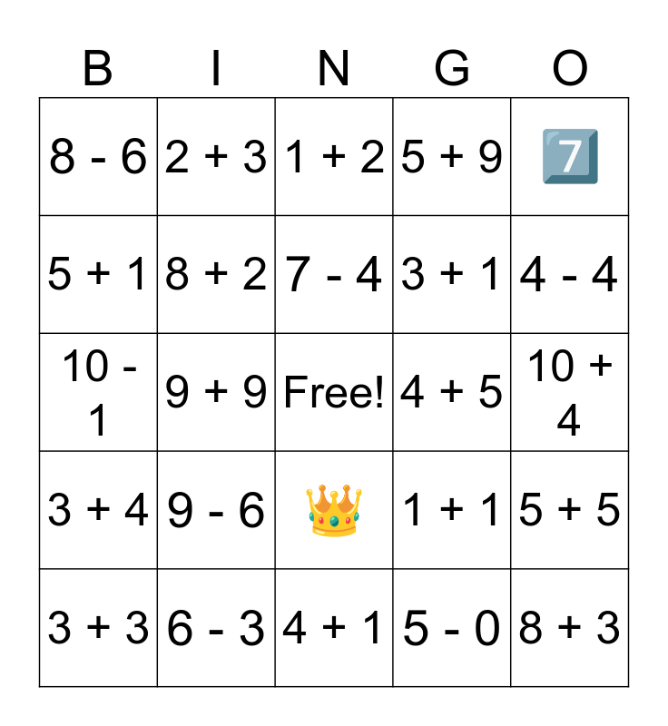 Math Bingo Card