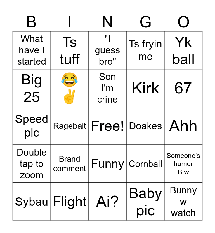 Tiktok comments Bingo Card