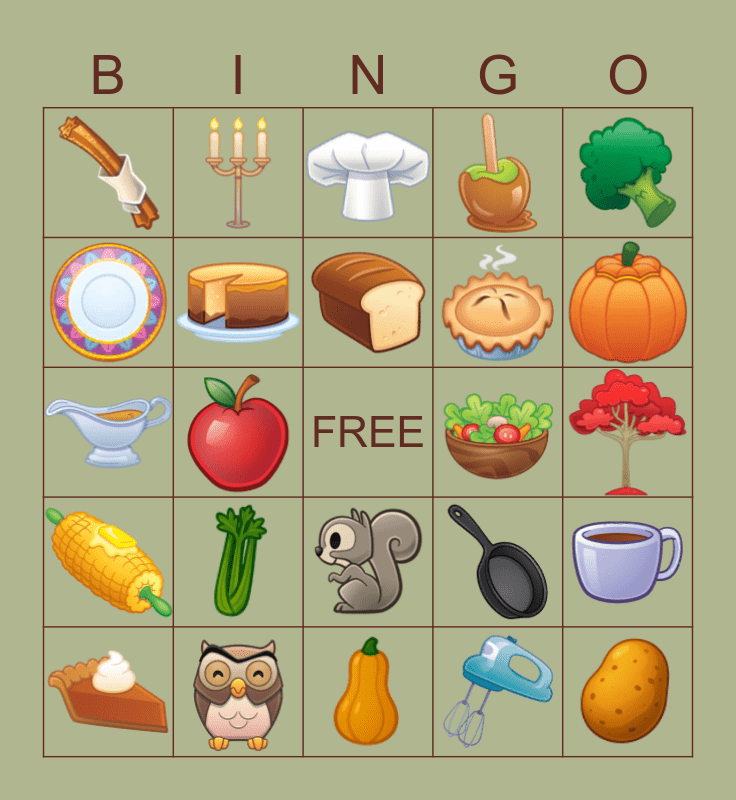 Thankful Bingo Card