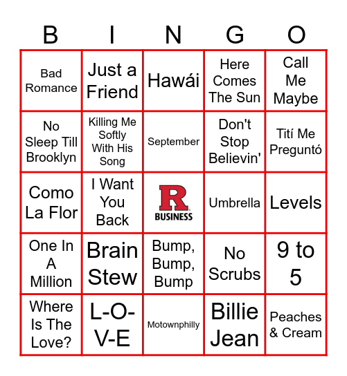 RBS Bingo Beats Bingo Card