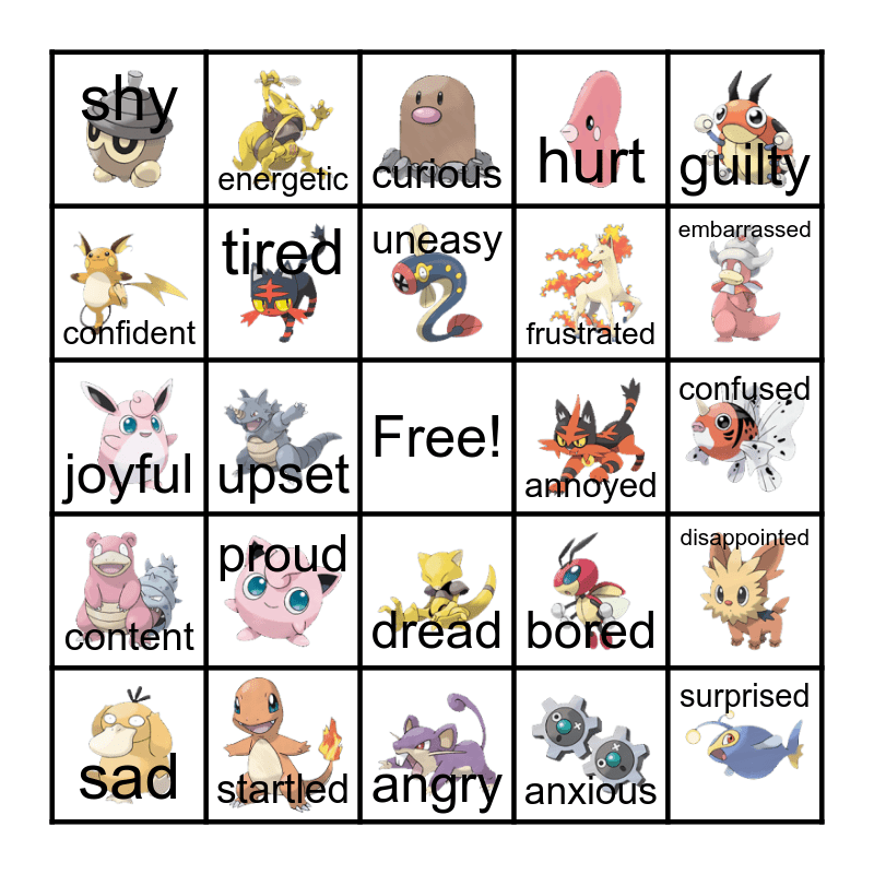 Pokemon Emotion B-I-N-G-O Bingo Card