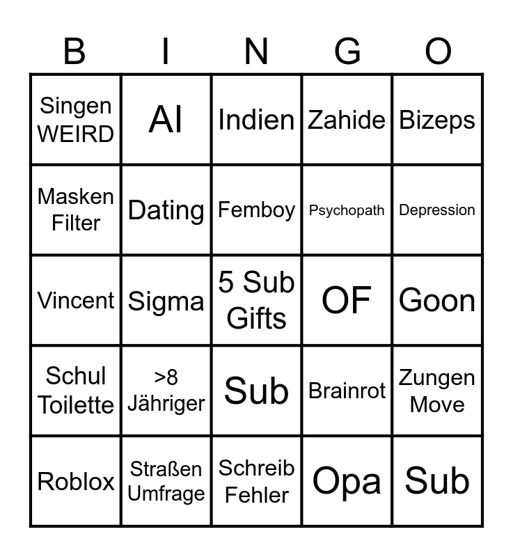 Snapchat Spotlight Bingo Card