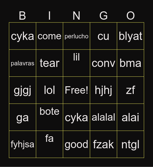 bob Bingo Card