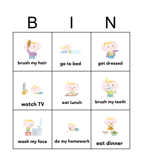 Daily Routines Bingo Card