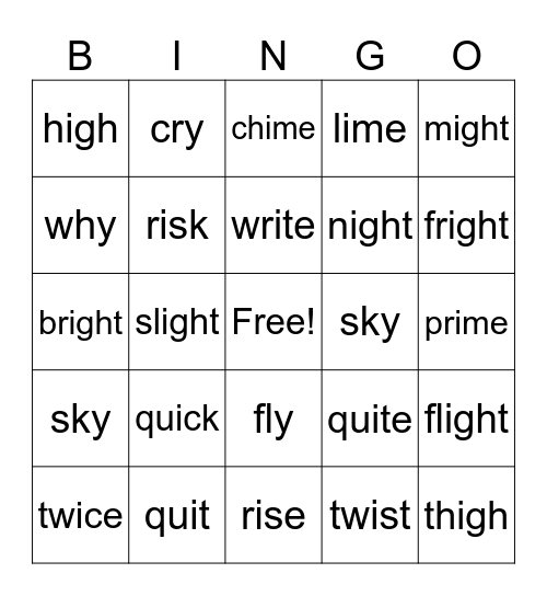 Yellow Group Bingo Card