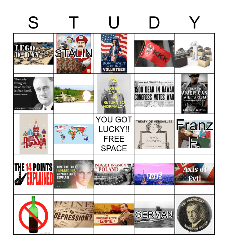 US History Bingo Card