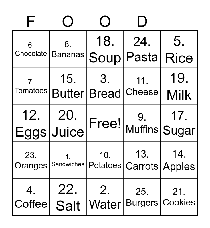 Unit 5 Bingo Card