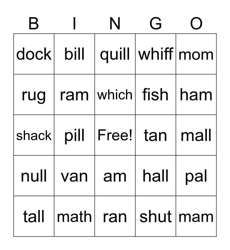 Step 1 Bingo Card