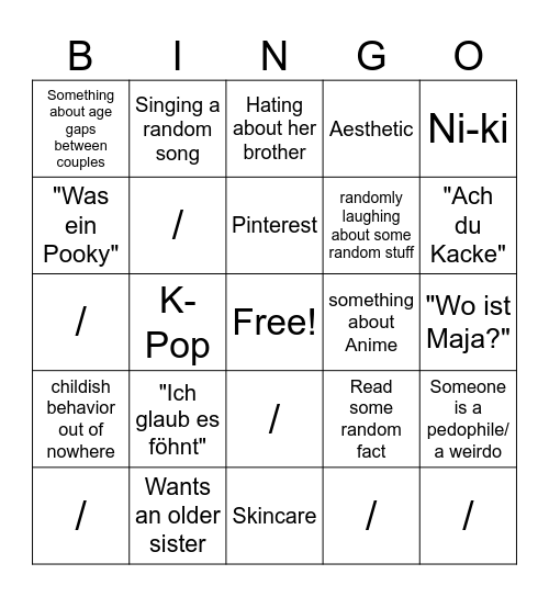 Anna Core Bingo Card