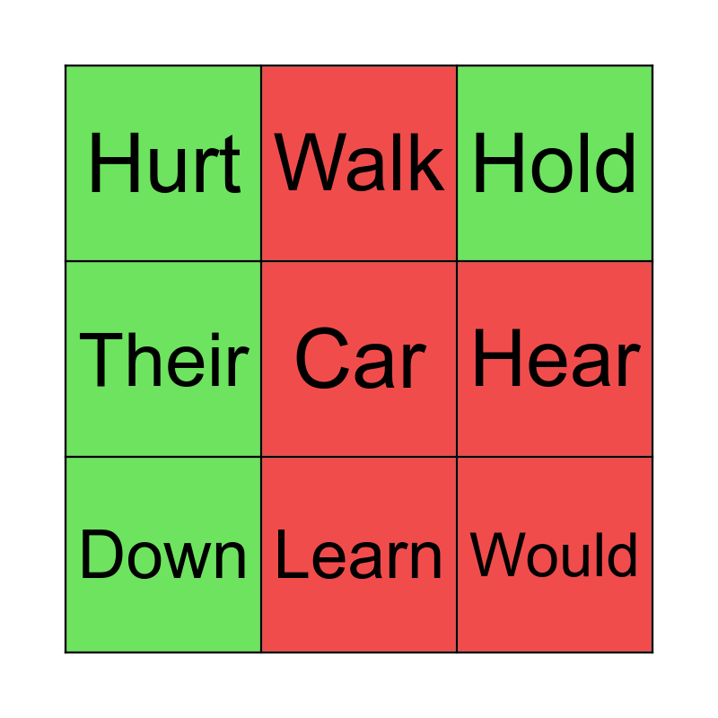 Christmas High Frequency Word Bingo Card