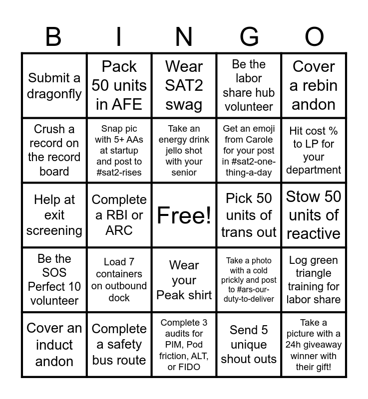 Black Friday Bingo Card