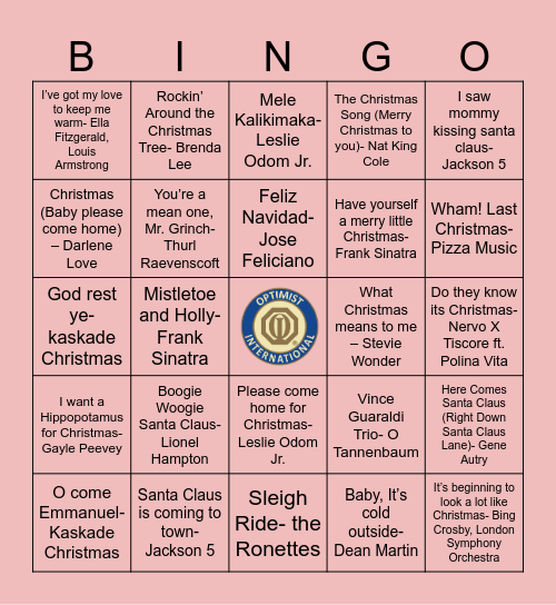 Christmas Bingo- The most wonderful Time Bingo Card