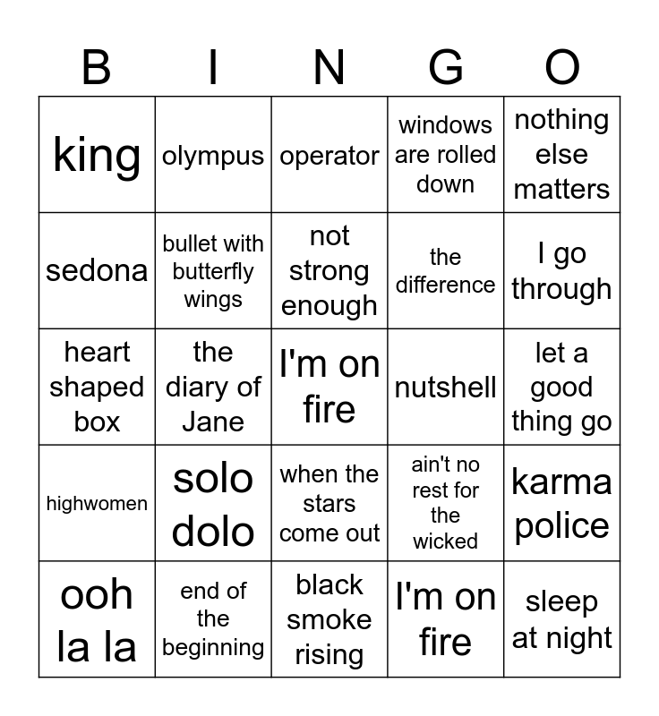 Bartender's Pick- Katy ! Bingo Card