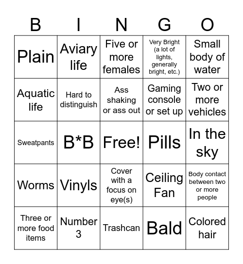 Album Cover Bingo Card