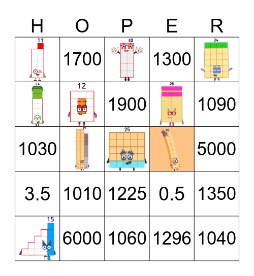 Number blocks Bingo Card