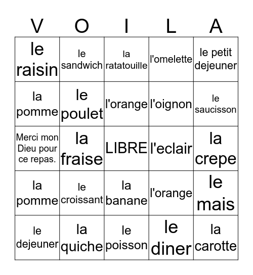 VOILA Bingo Card