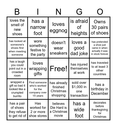 If the shoe fits BINGO Card