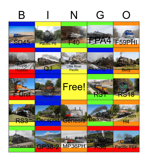 Passenger Trains around North America Bingo Card