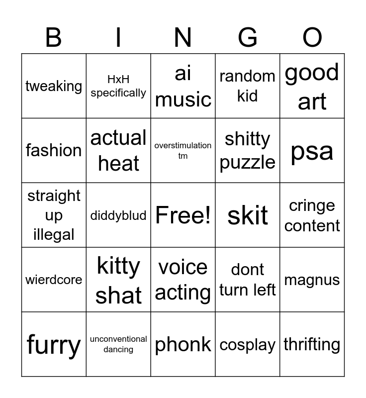 Insta bingo Card