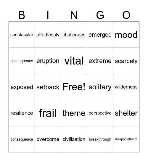 Wit and Wisdom Module 2 Vocab Bingo Card