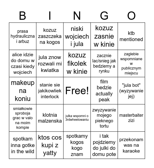 16 Bingo Card