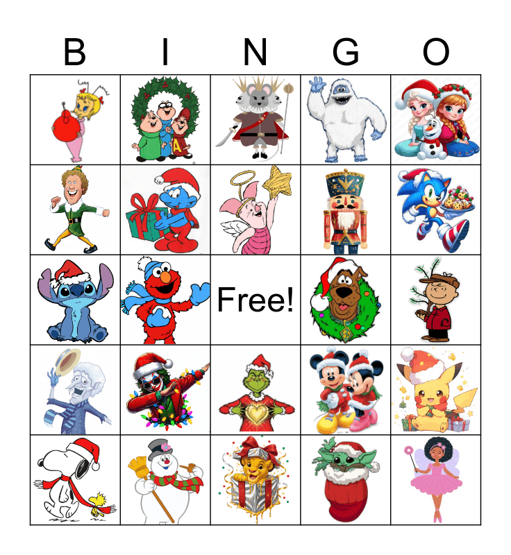 HOLIDAY CHARACTERS Bingo Card
