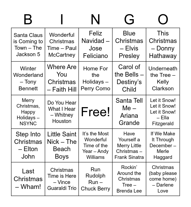 CSS Holiday Bingo Card
