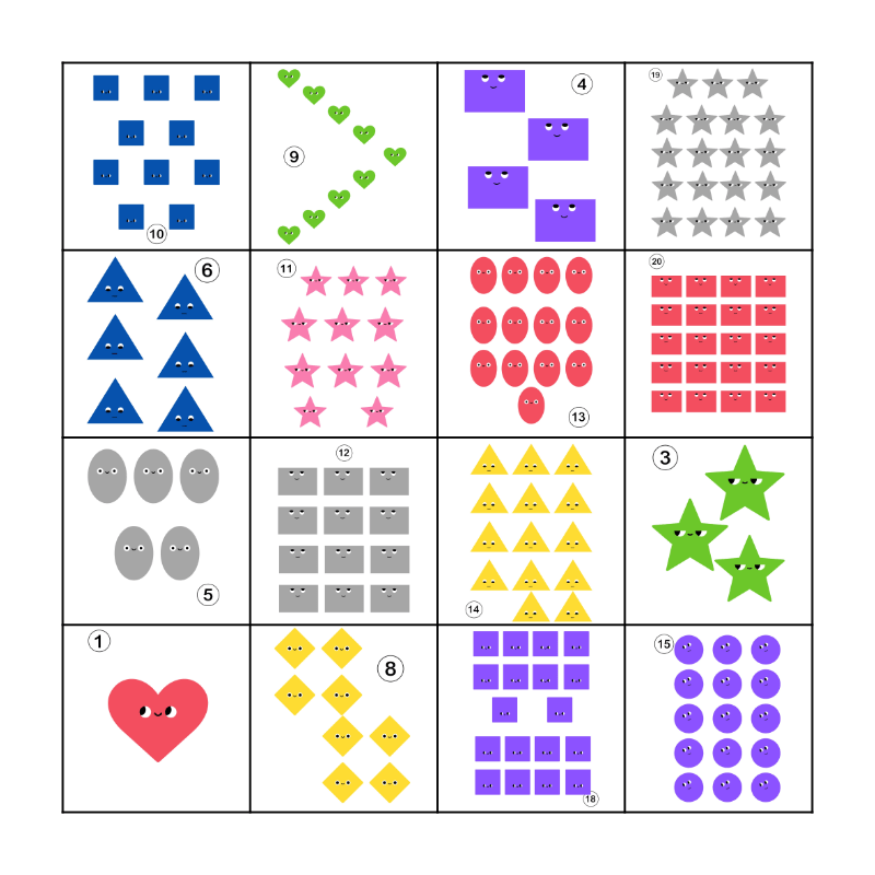 Formas, Colores y Números Bingo Card