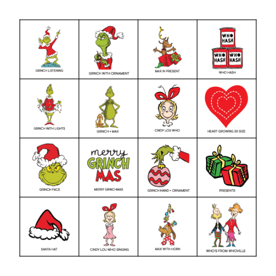 Grinch Bingo Card