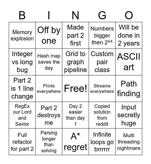 AOC Bingo Card
