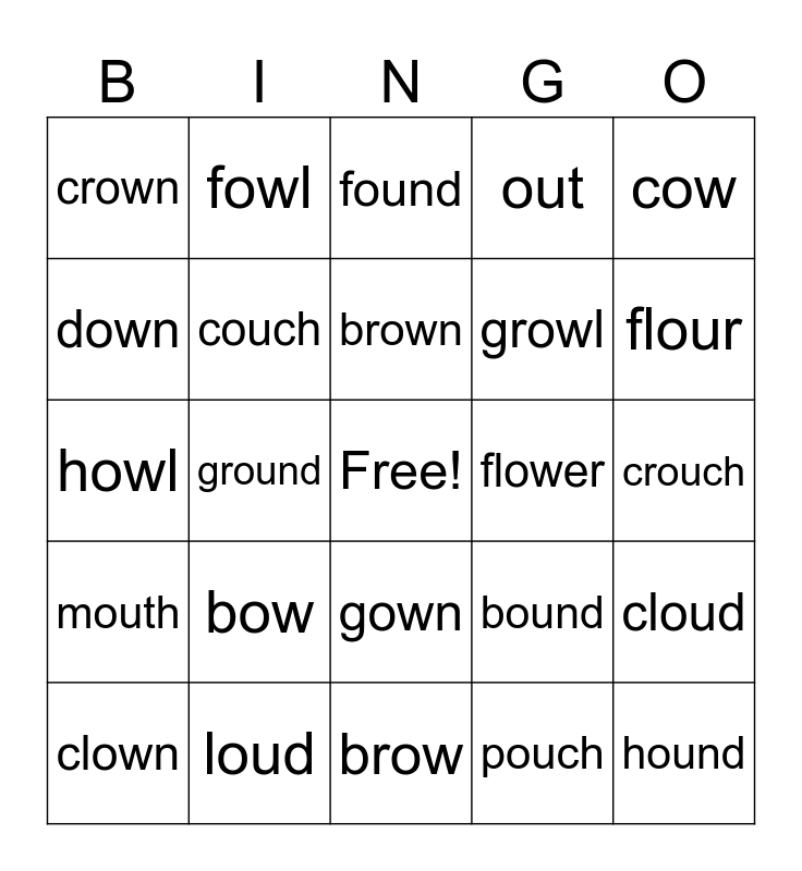 OU OW Bingo Card