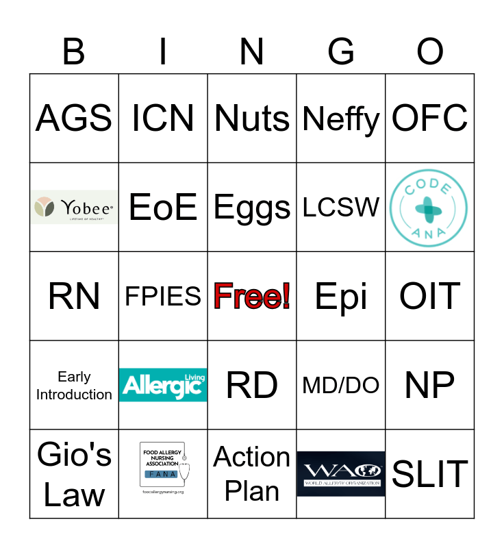 FANA Bingo Card