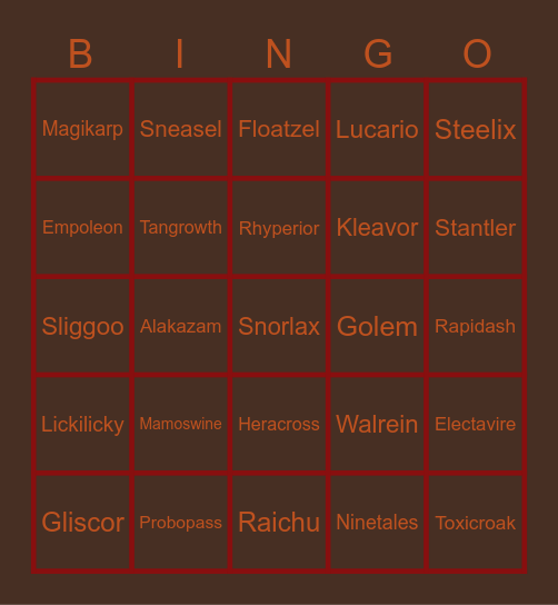 PLA Shiny Alpha bingo Card
