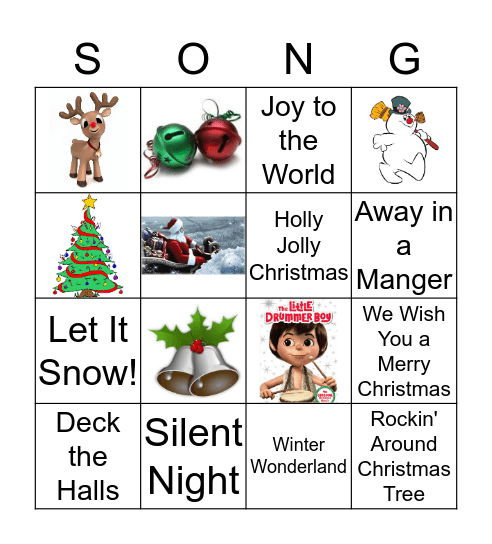 Christmas Song Bingo Card